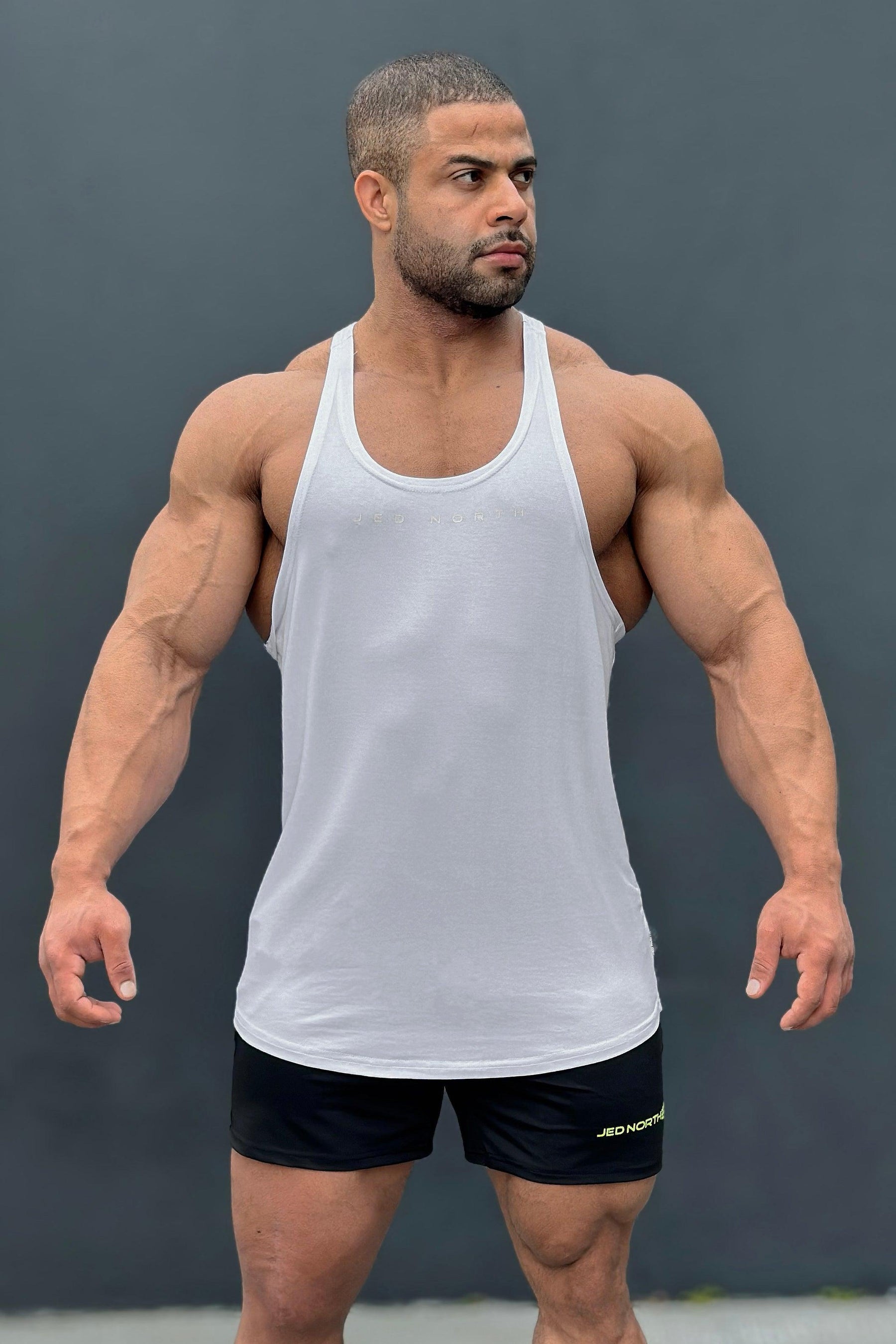 Classic Bodybuilding Racerback Stringer - White – Jed North