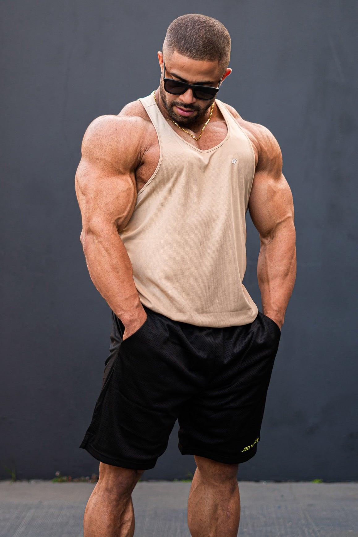 Fast-Dry Bodybuilding Workout Stringer - Khaki – Jed North