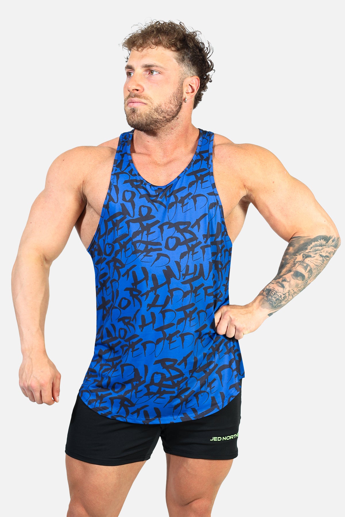 Graphic Muscle Stringer - Navy Graffiti – Jed North