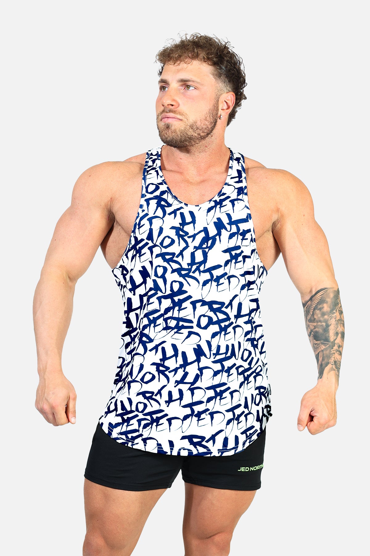 Graphic Muscle Stringer - White Graffiti – Jed North